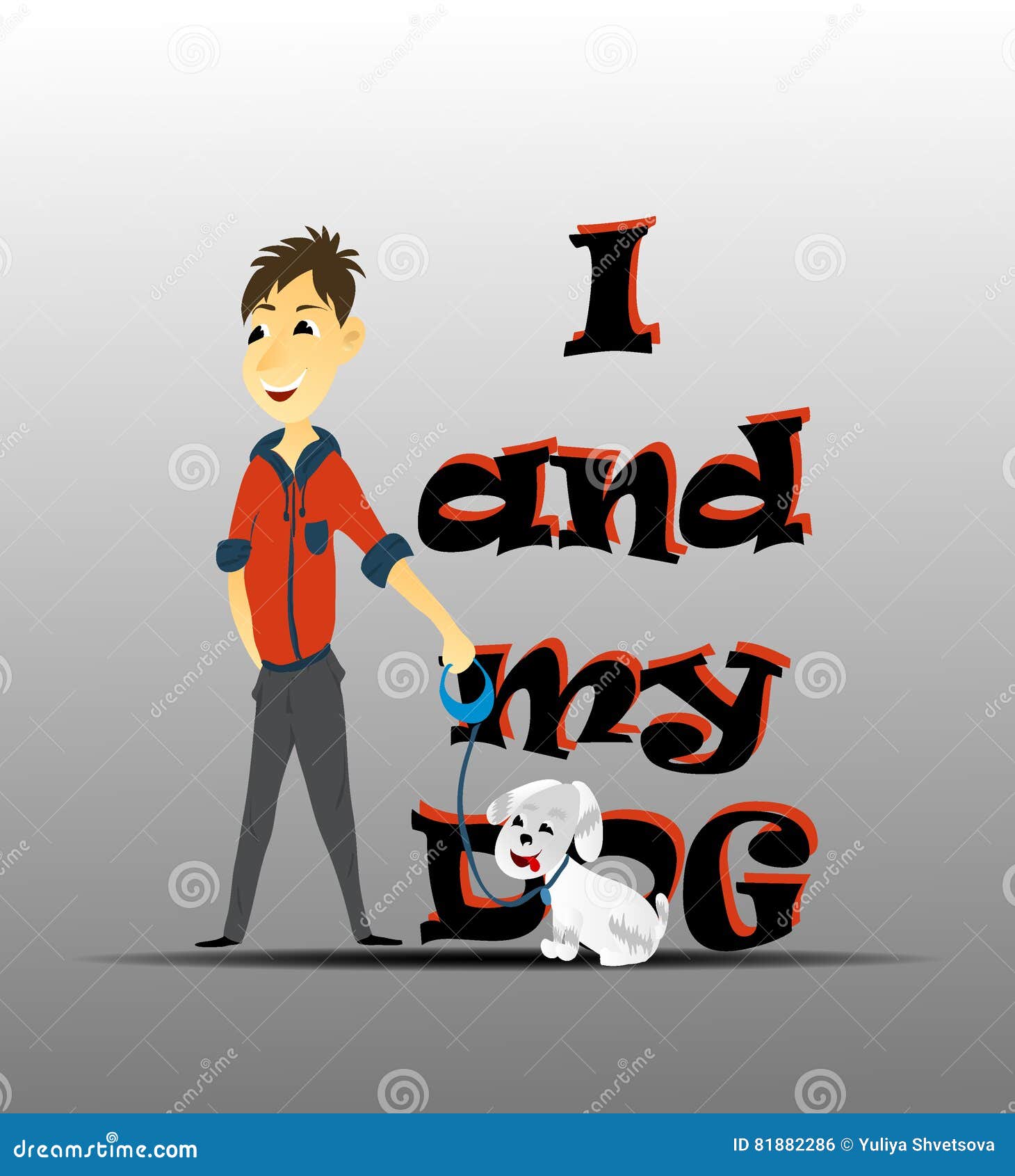 I and my dog. stock illustration. Illustration of happy - 81882286