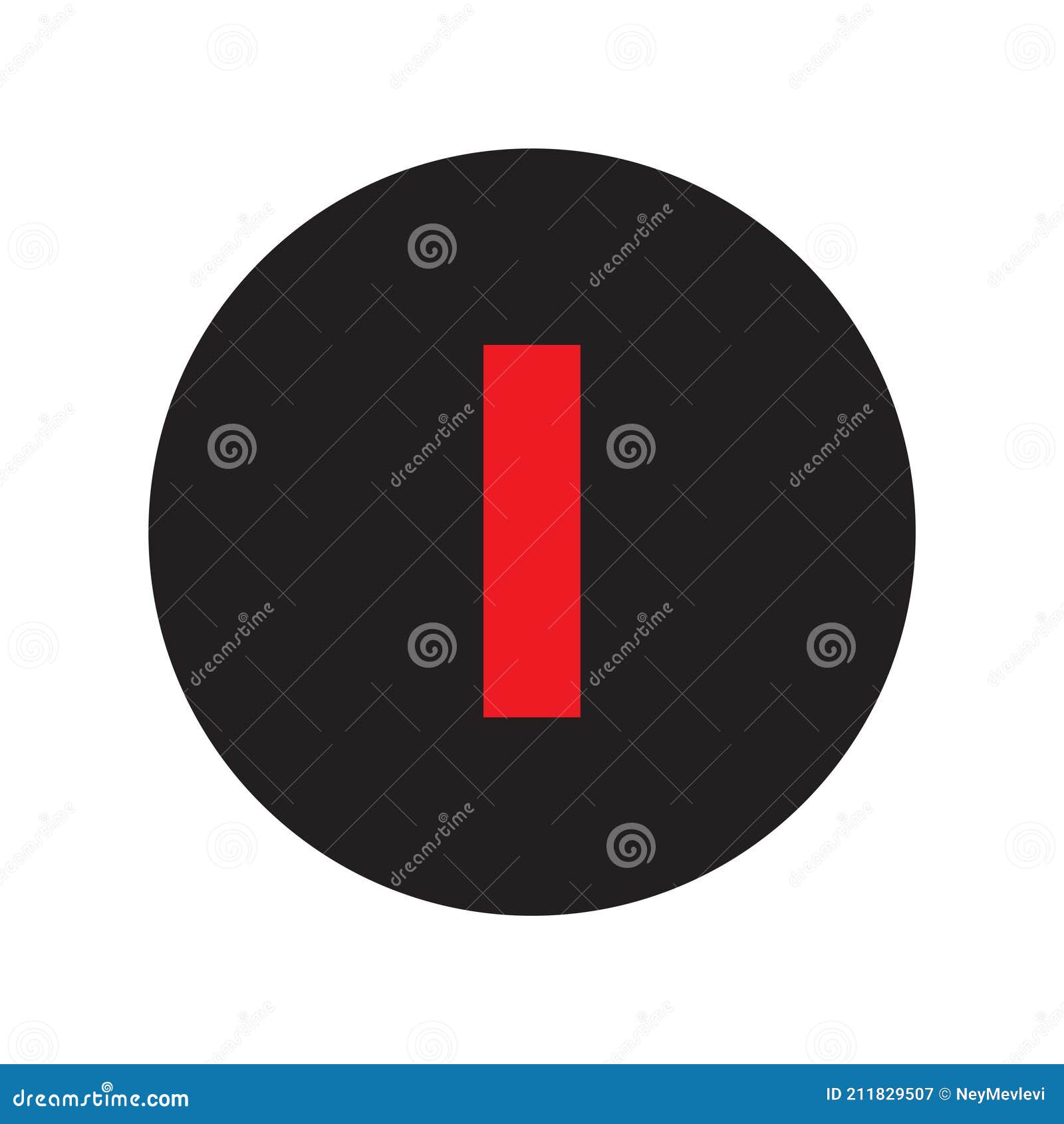 Letter I Logo Symbol with Red Impact Font in Black Circle Stock Vector ...
