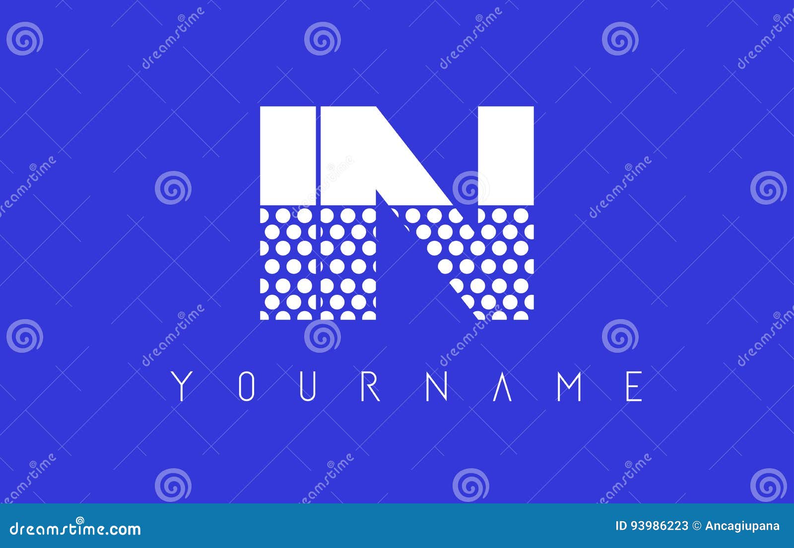 In I N Dotted Letter Logo Design with Blue Background. Stock Vector ...