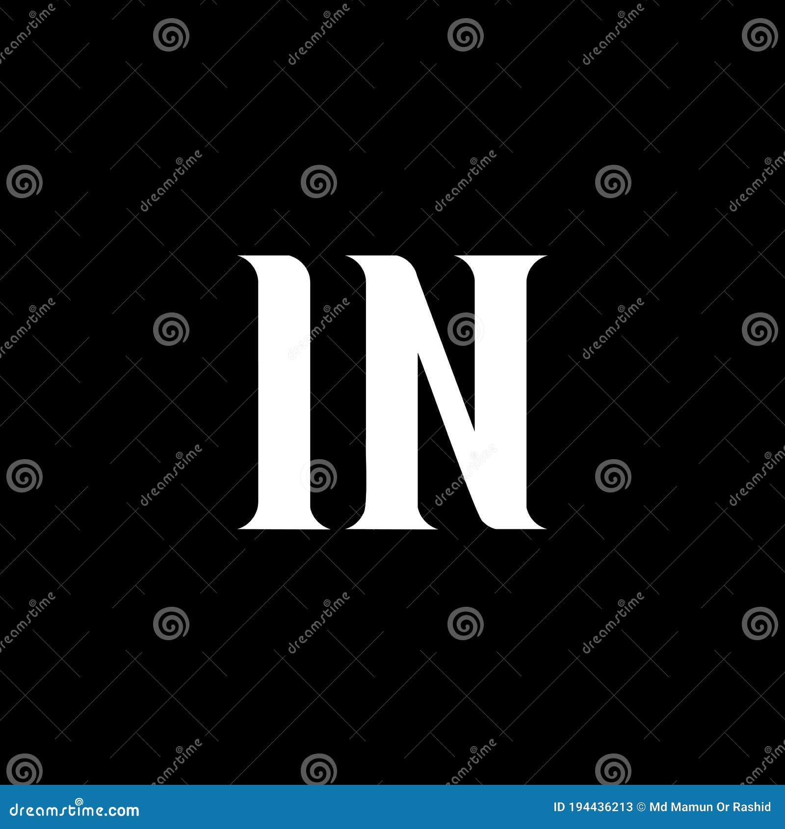 In I N Letter Logo Design. Initial Letter in Uppercase Monogram Logo ...