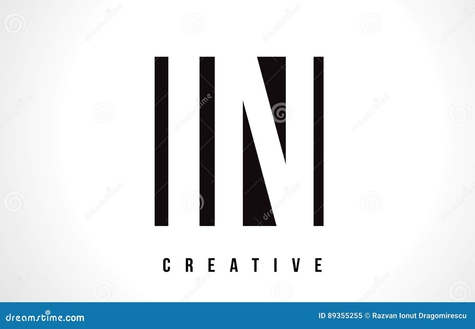 In I N White Letter Logo Design with Black Square. Stock Vector ...