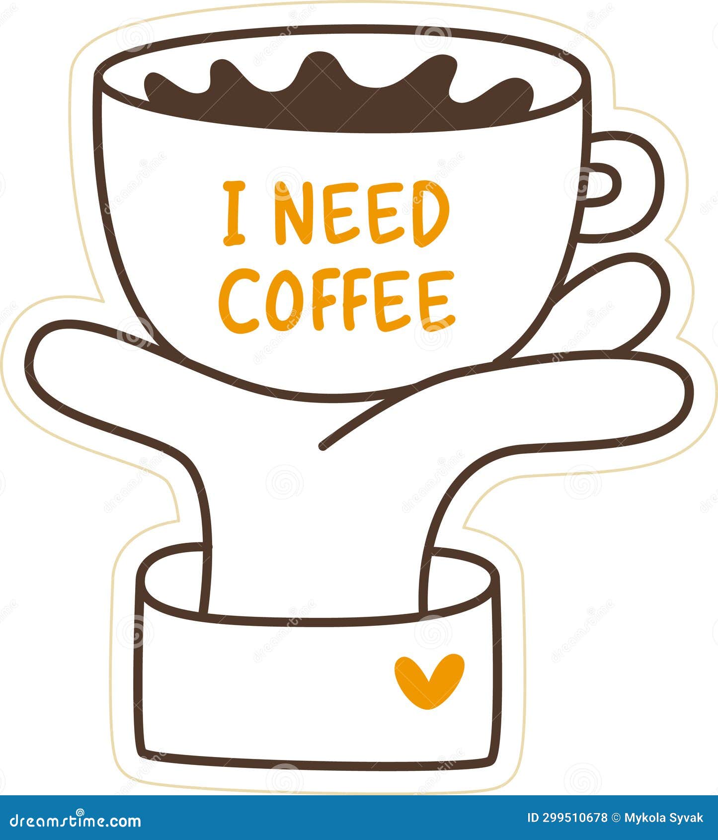 I Need Coffee Outline Sticker Stock Vector - Illustration of outline ...
