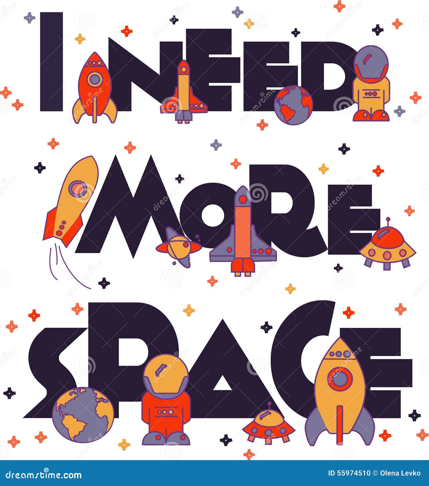 I Need More Space.Flat Illustration Typographic Stock Illustration ...