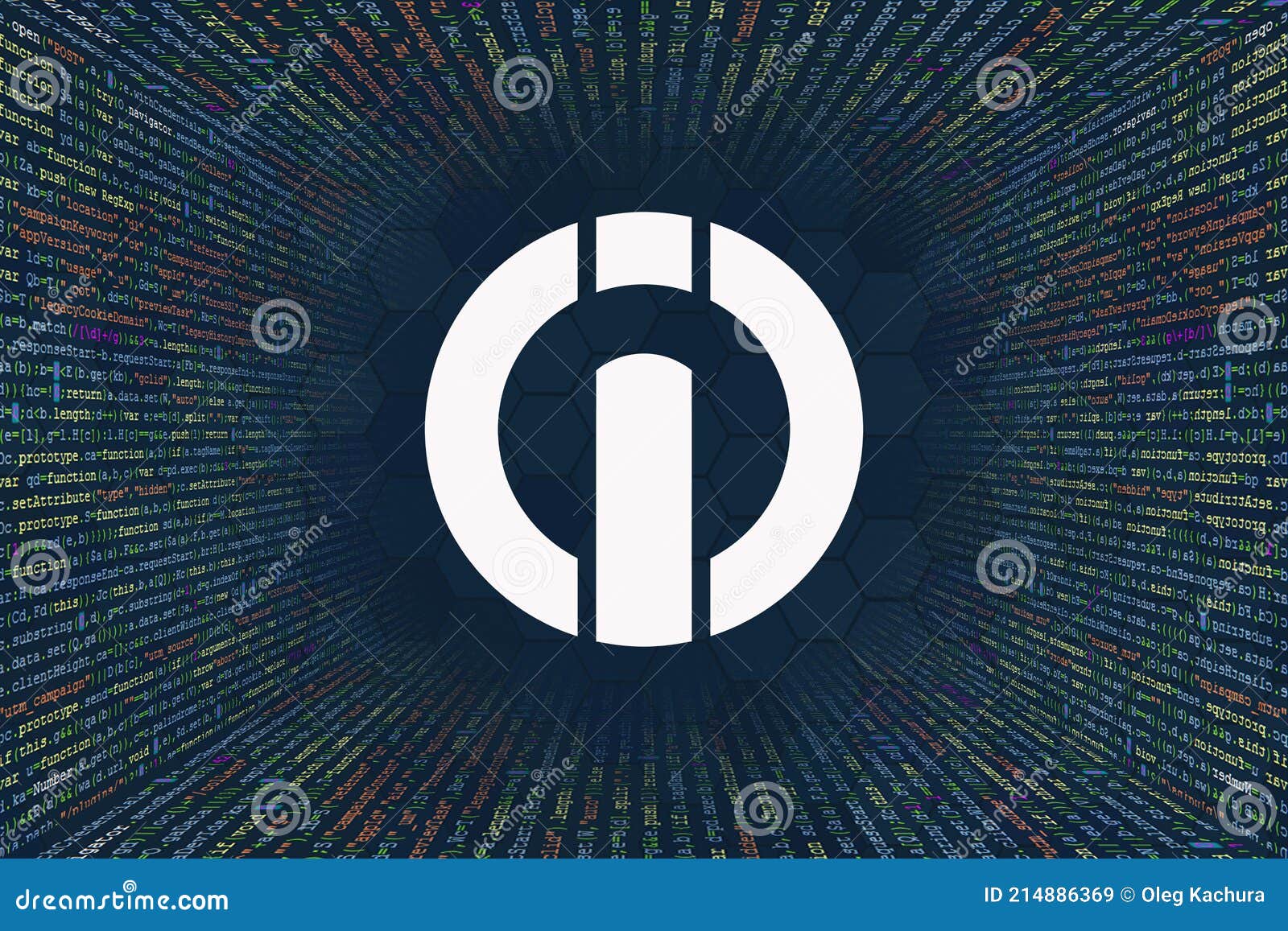 I/O Coin, IOC Cryptocurrency Symbol. a Tunnel from a Computer Program ...