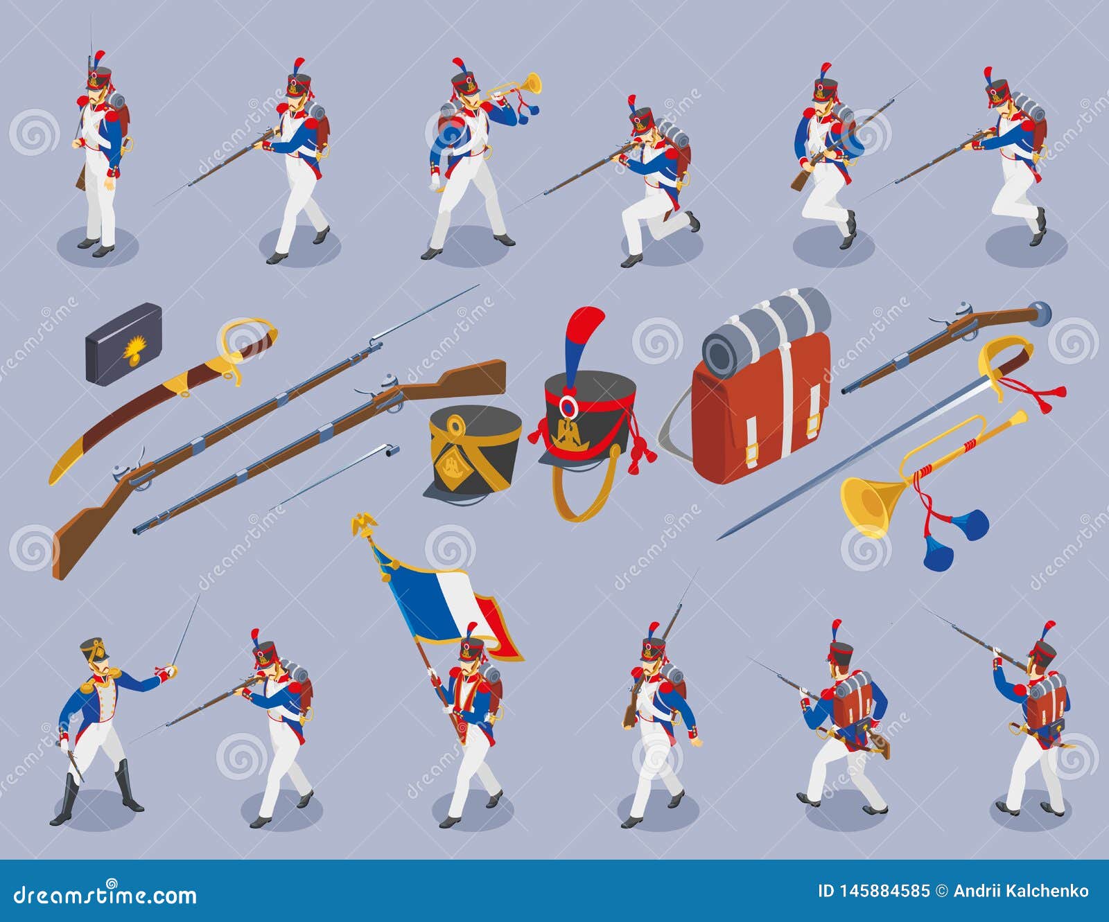 Napoleon`s Grenadiers, French Soldiers 19st Century on Isolated ...