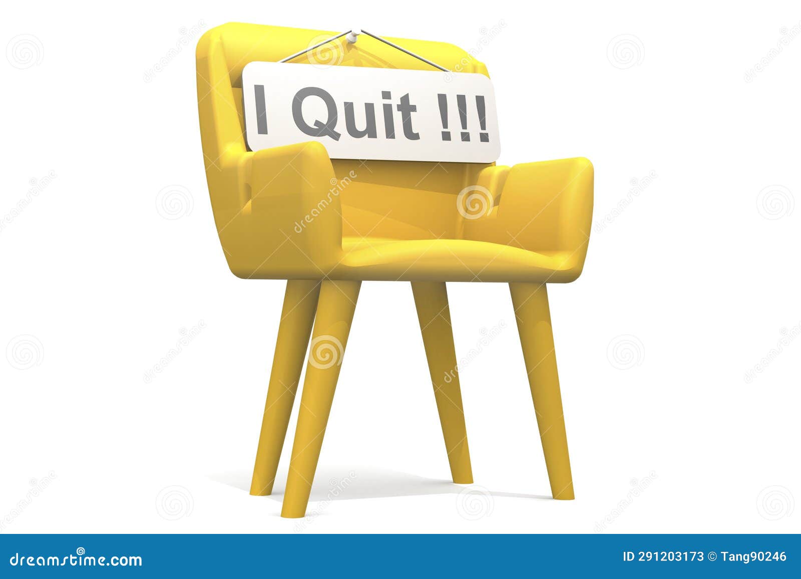 I Quit Banner Hang on Yellow Chair Stock Illustration - Illustration of ...