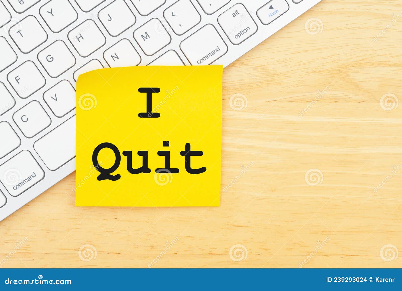 I Quit Message on Keyboard with a Blank Sticky Note on a Desk Stock ...