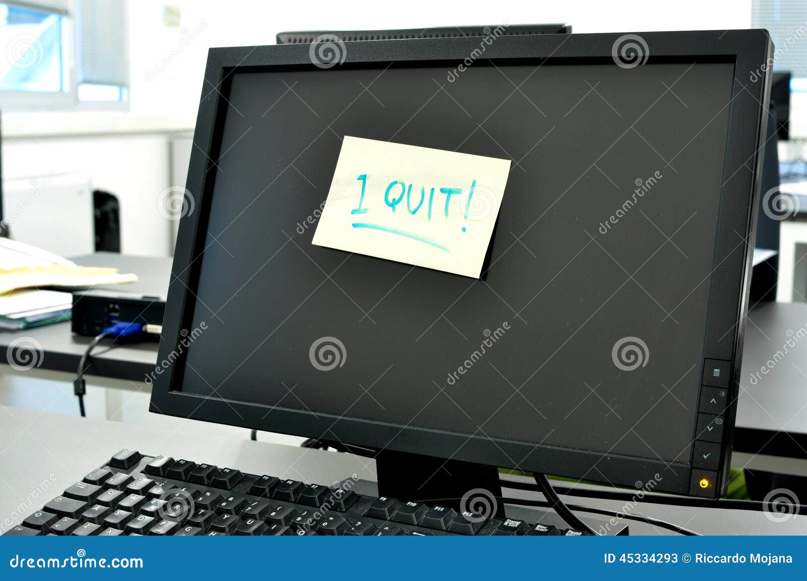 I quit note on screen stock image. Image of note, protest - 45334293