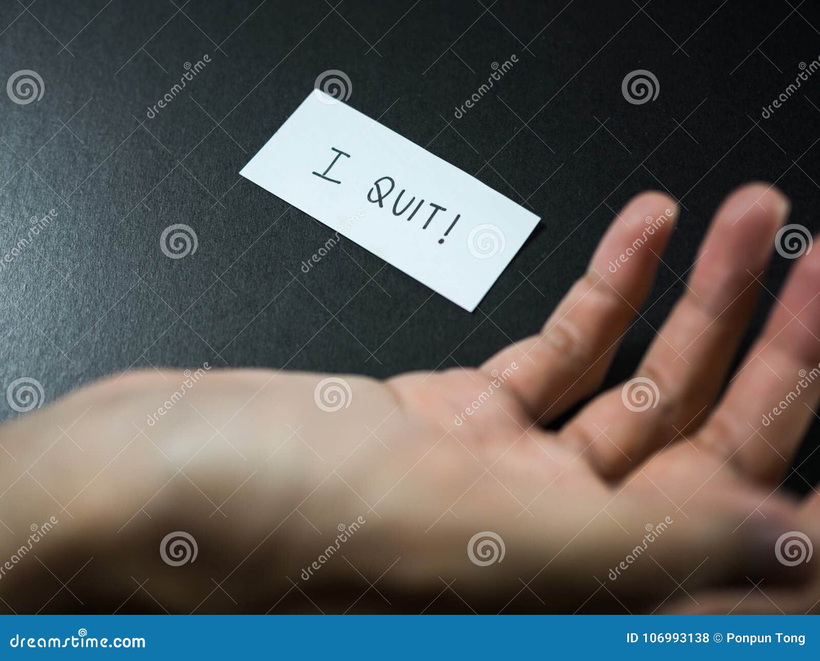 I Quit on Paper with Hand on the Floor Stock Photo - Image of prevent ...