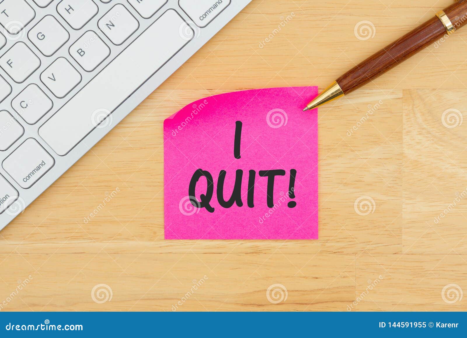I Quit on a Sticky Note with a Keyboard with Pen Stock Image - Image of ...