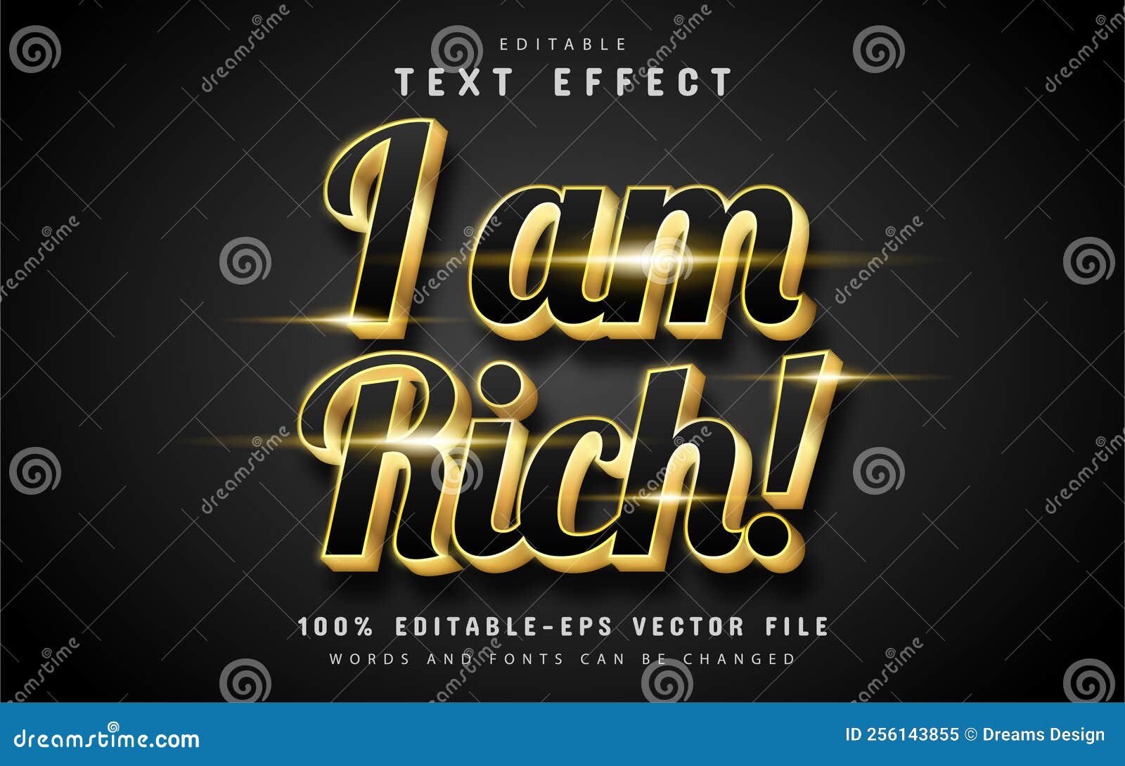 I am Rich Luxury Text Effect Editable Stock Vector - Illustration of ...