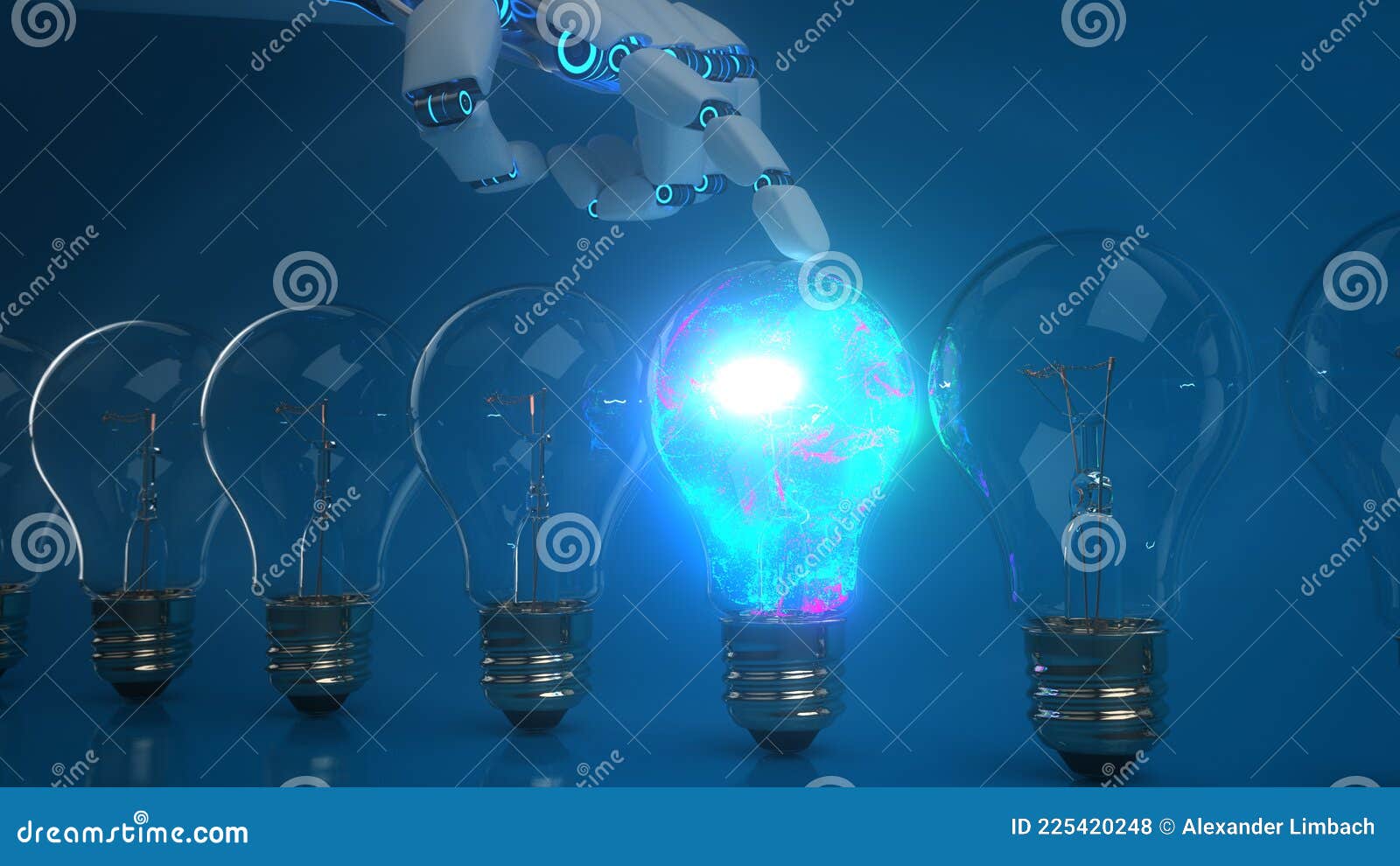 A.I. Robot Hand Bulb stock illustration. Illustration of brainstorming ...