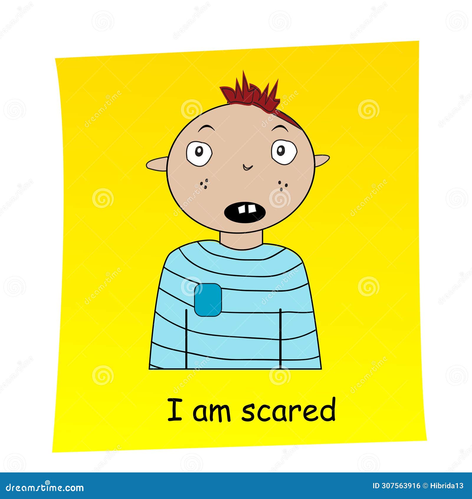 I am Scared Concept.Cartoon Hand Drawn Girl with Scared Expression ...