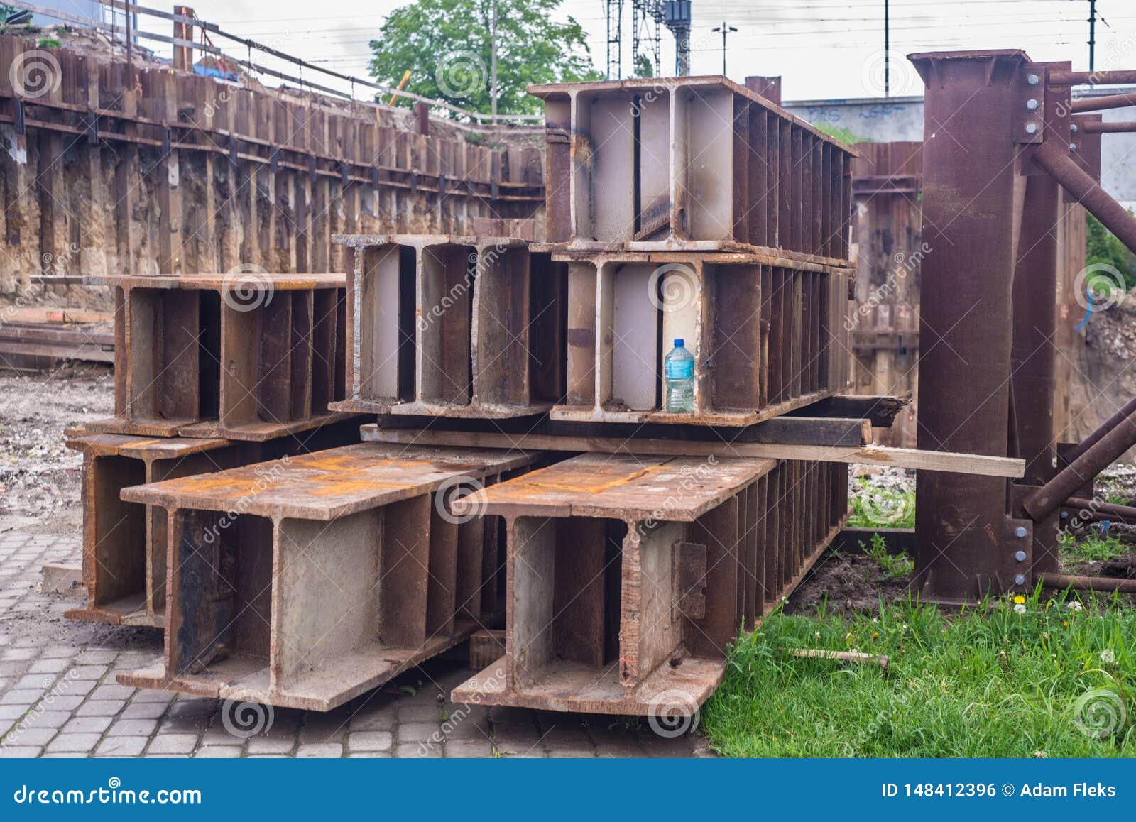 Double-tee Bars at Construction Site of a Bridge Stock Photo - Image of ...