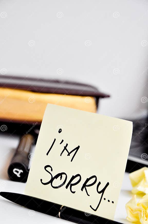 I am Sorry Sticky Note Post Card Stock Image - Image of apologize ...