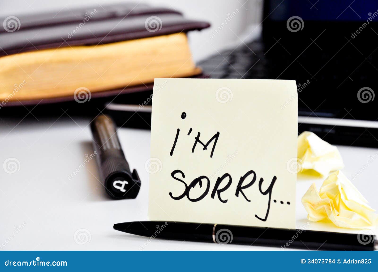 I am Sorry Sticky Note Post Card Stock Photo - Image of apologies, care ...