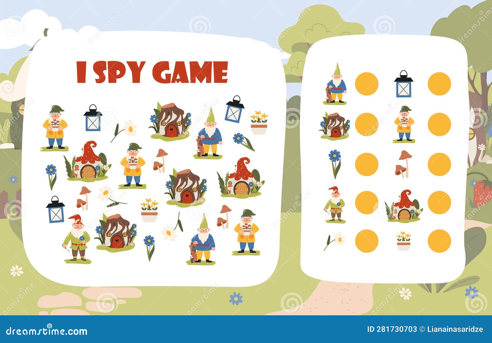 I Spy Game Worksheet Concept Stock Vector - Illustration of count ...