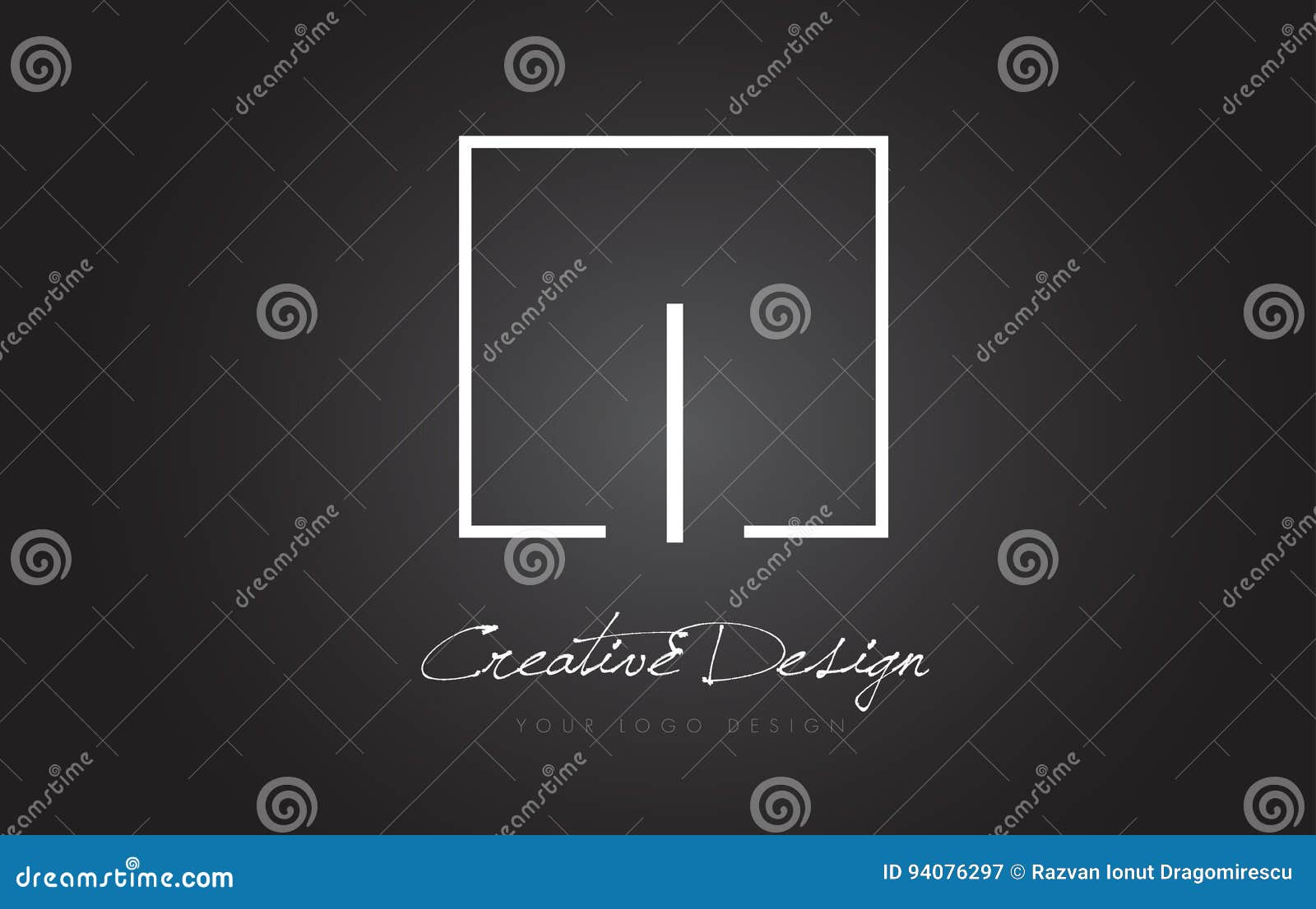 I Square Frame Letter Logo Design with Black and White Colors. Stock ...