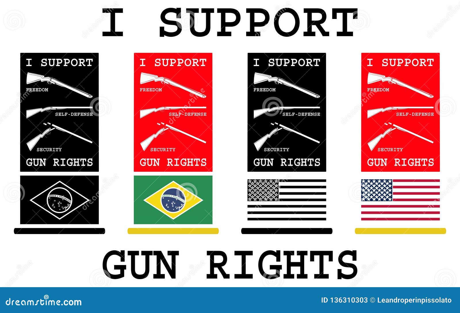 I support gun rights stock vector. Illustration of equipment - 136310303