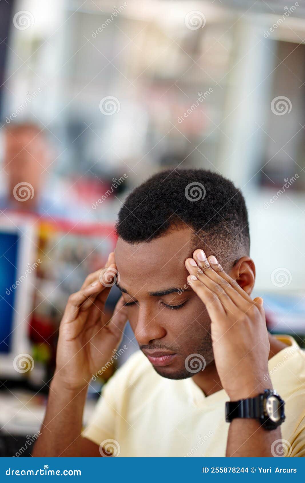 I Think Too Much. a Handsome Young Man Suffering from a Headache at ...