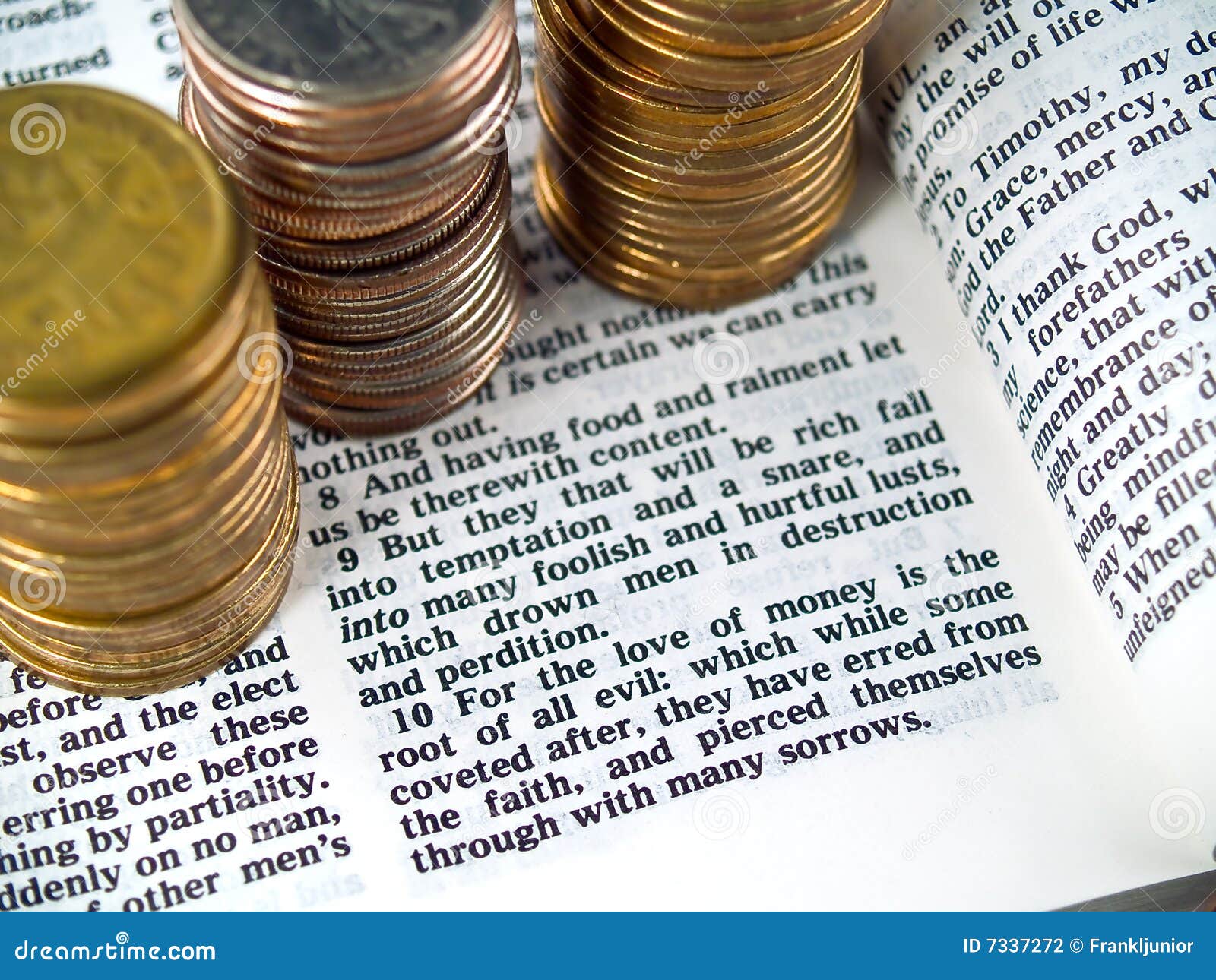 I Timothy 6:10 Love of Money 1 Stock Photo - Image of paul, macro: 7337272