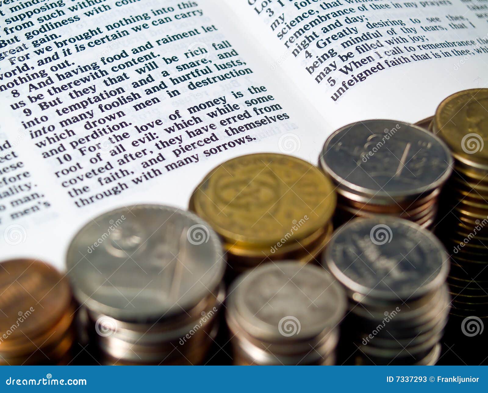 I Timothy 6:10 Love of Money 3 Stock Image - Image of christian, macro ...
