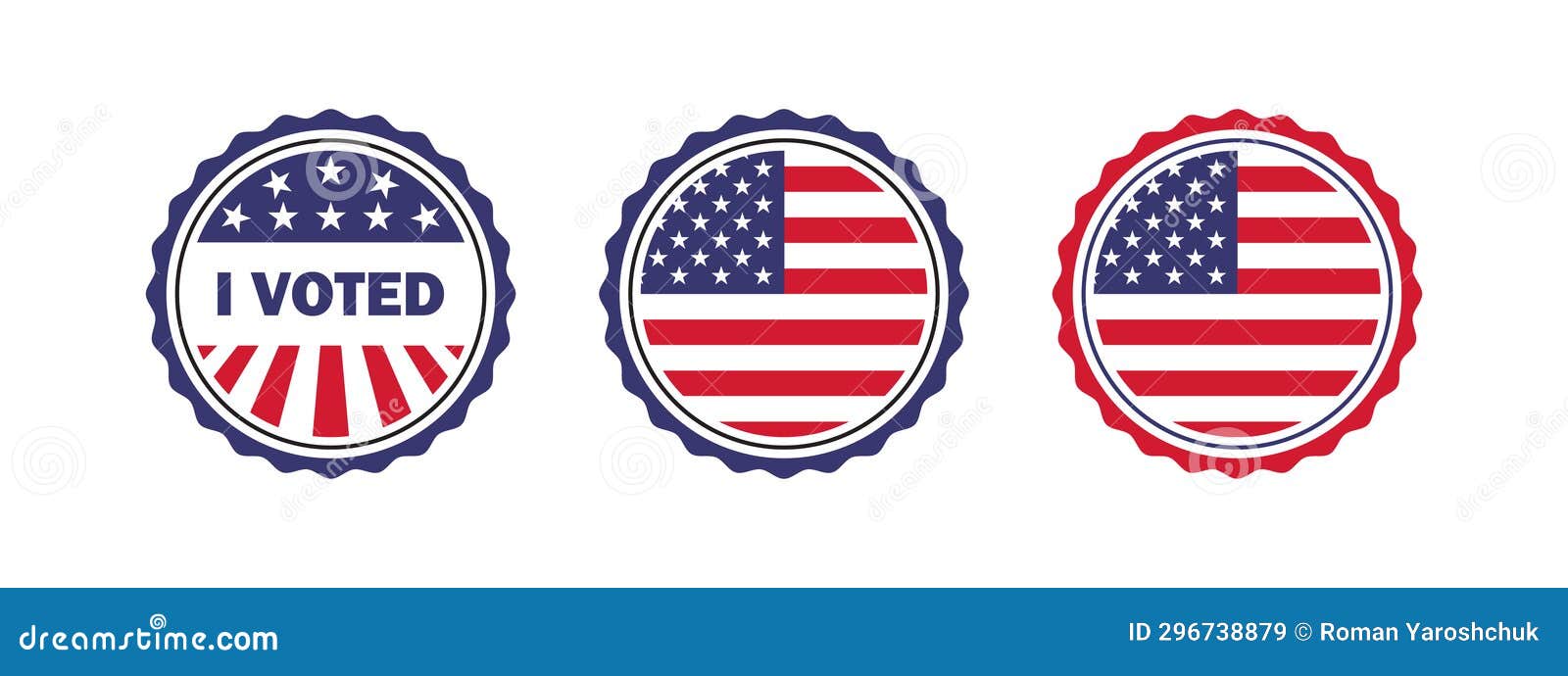Vector I Voted Badge. Realistic 3d USA Election Voting Round Badge With ...
