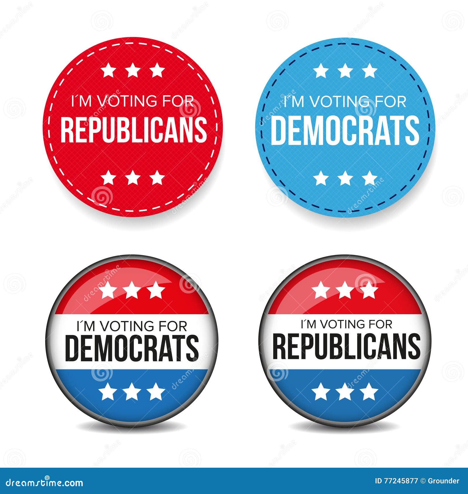 I am Voting for Democrats / Republicans - Election Badge Stock Vector ...
