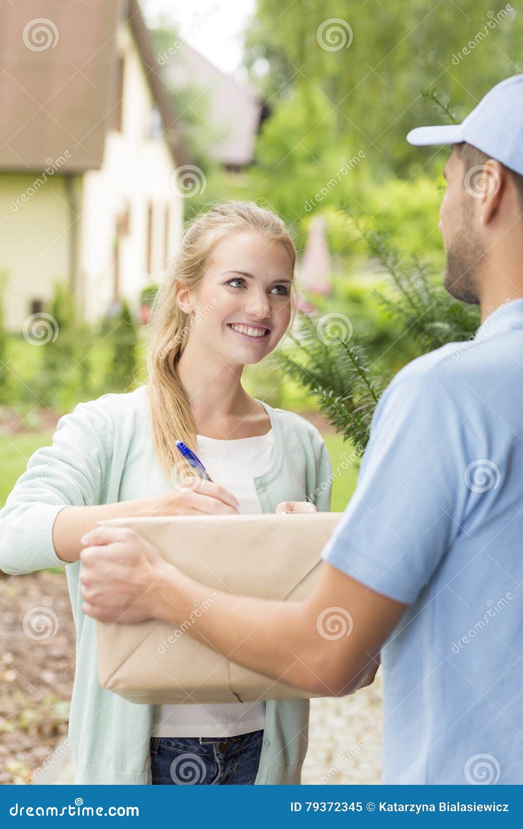 I Was Waiting for this Package Stock Image - Image of uniform, package ...
