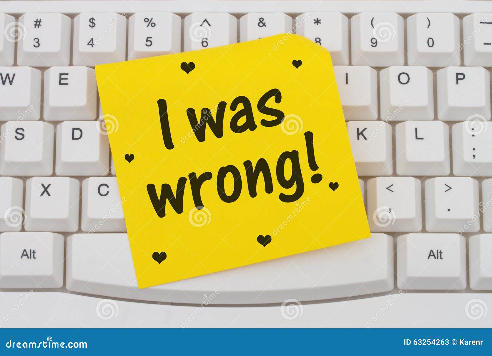 I Was Wrong, Computer Keyboard and Sticky Note Stock Image - Image of ...