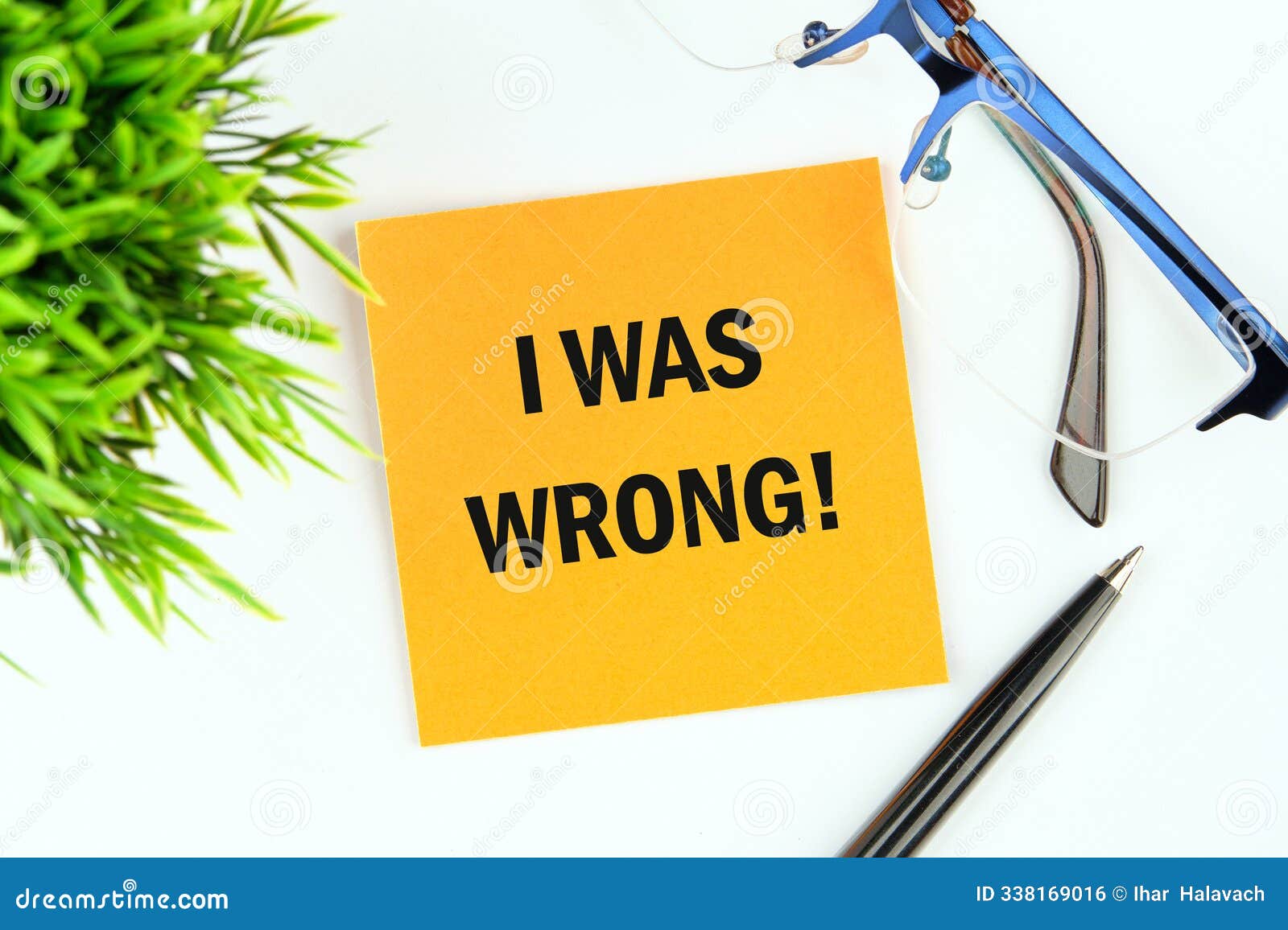 I WAS WRONG Text Written on a Sticker on a White Background, Top View ...