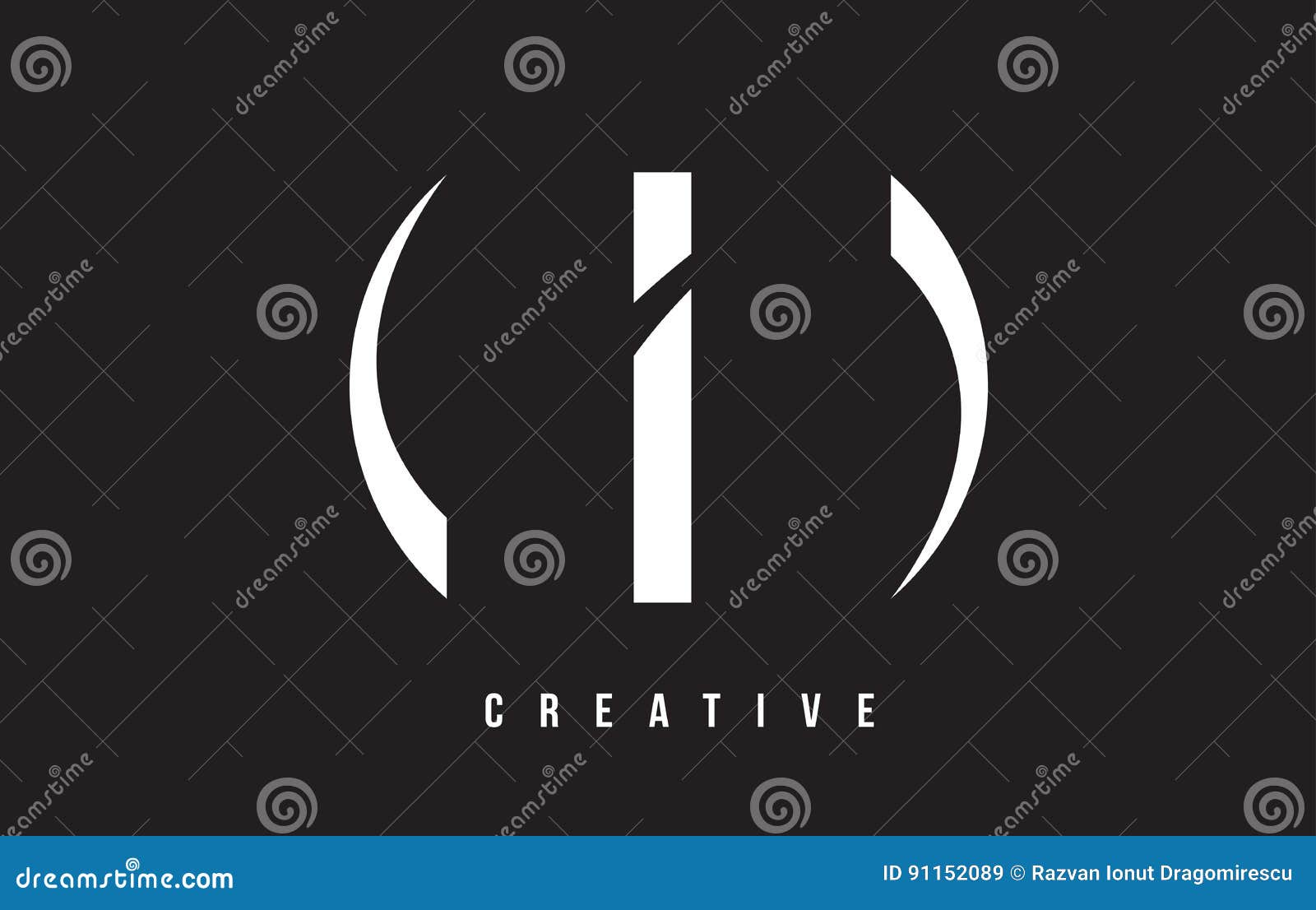 I White Letter Logo Design with Black Background. Stock Vector ...