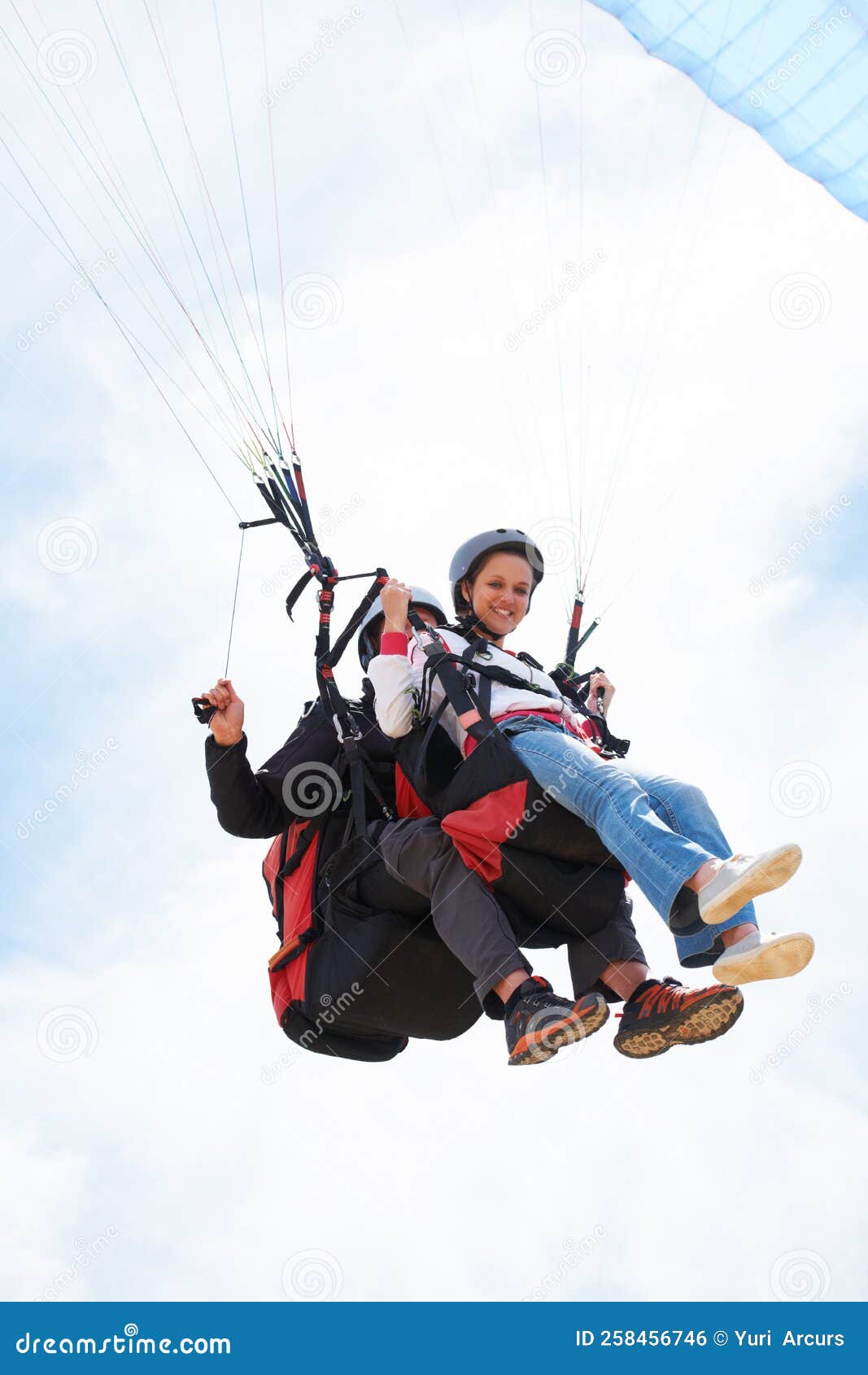 I Wish this Would Never End. Two People Doing Tandem Paragliding and ...