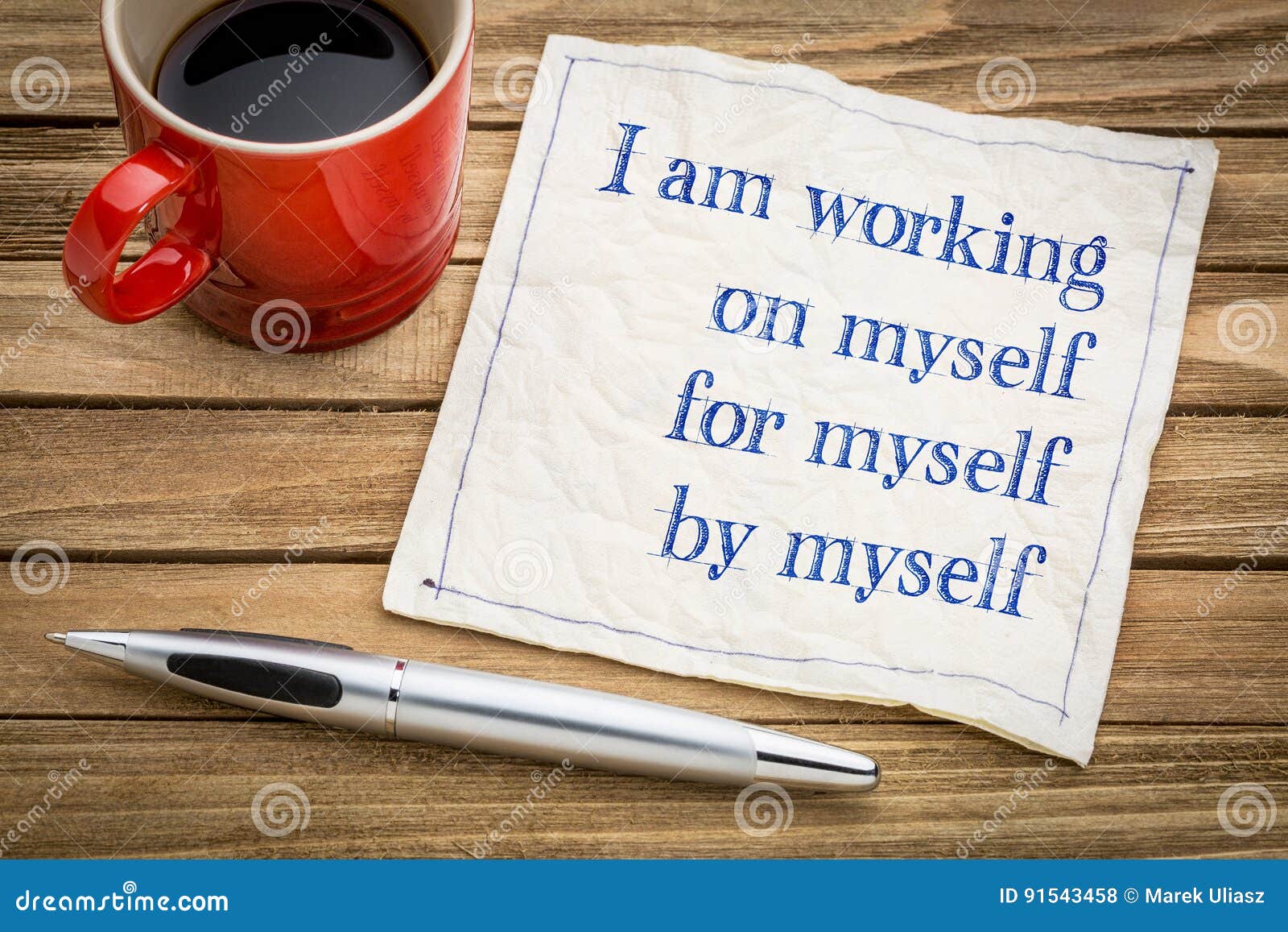 I am Working on Myself - Napkin Concept Stock Photo - Image of self ...