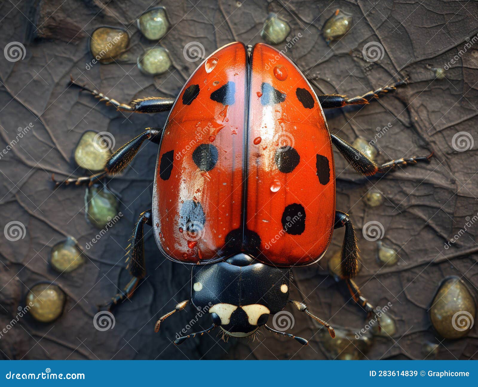 Ladybug, Red with Black Spots, Top View Stock Illustration ...