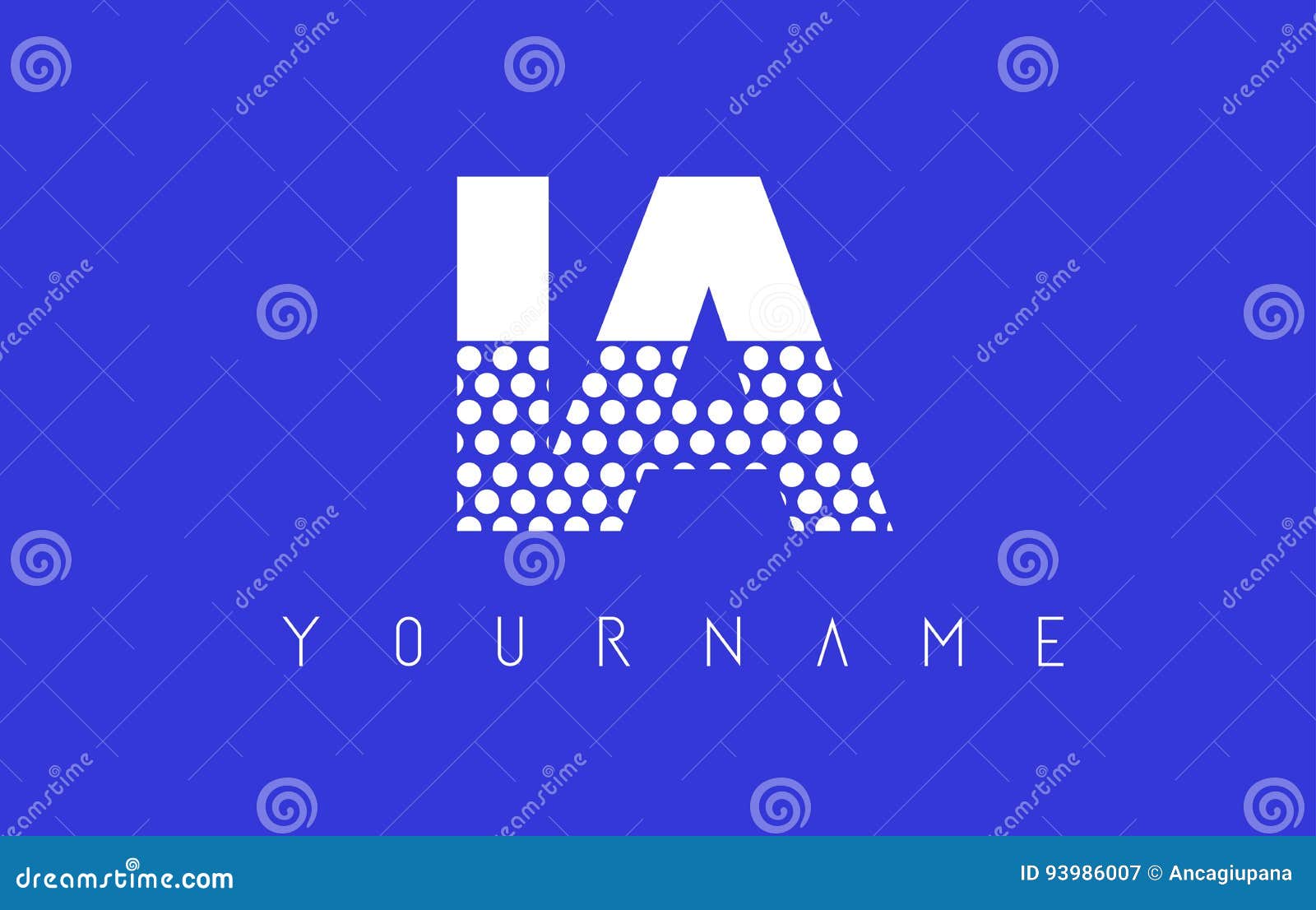 IA I a Dotted Letter Logo Design with Blue Background. Stock Vector ...