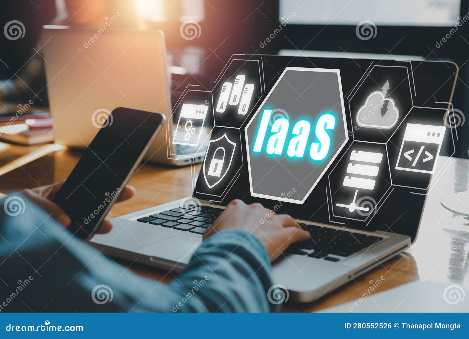 Business Woman Hand Using Laptop Computer with Infrastructure As a ...