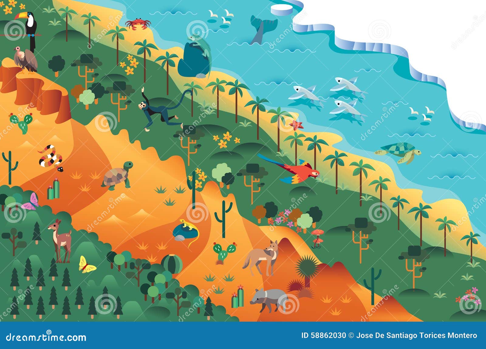 Ial Escene Der Biologischen Vielfalt Stock Abbildung - Illustration von ...