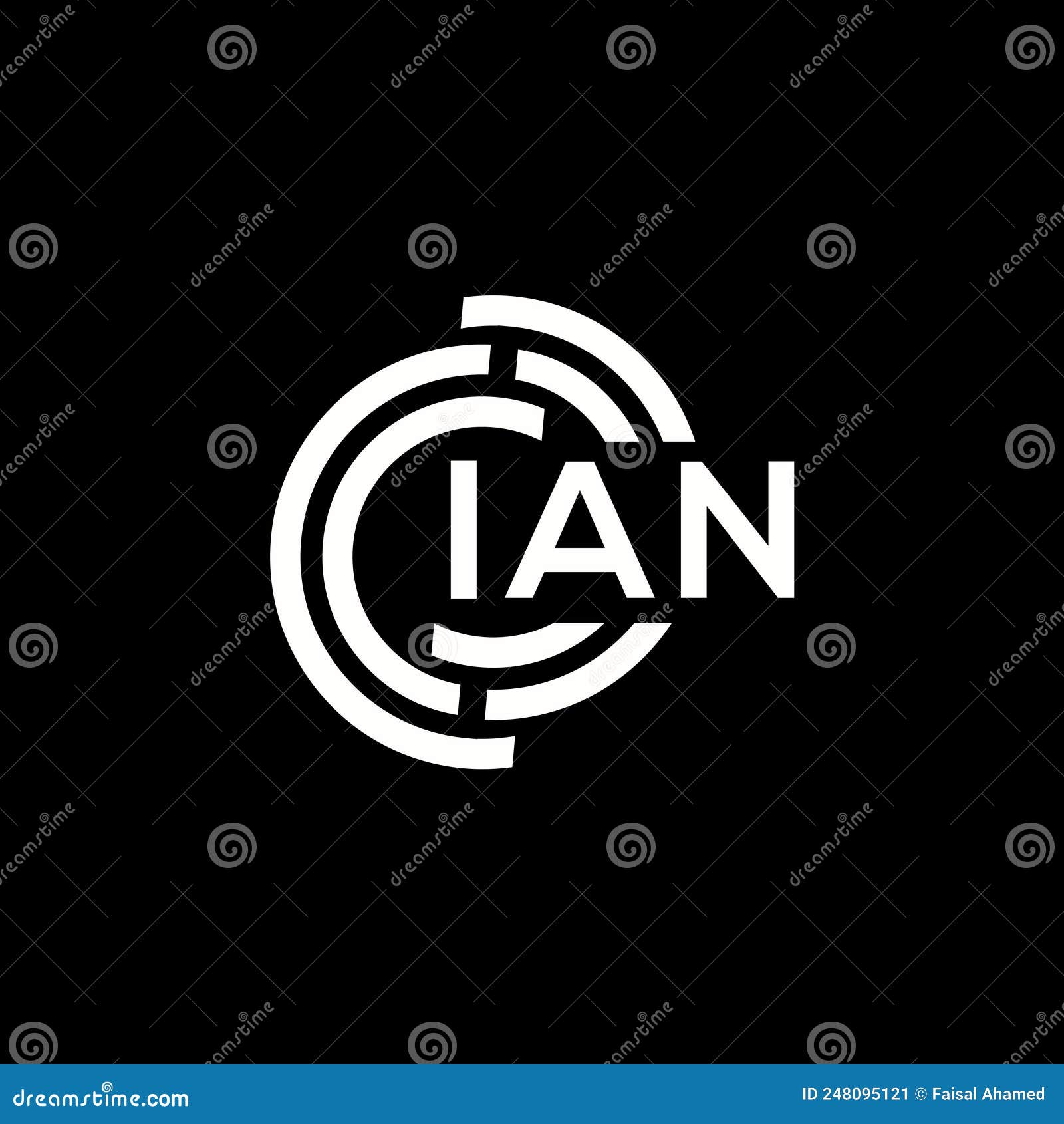 IAN Letter Logo Design on Black Background. IAN Creative Initials ...