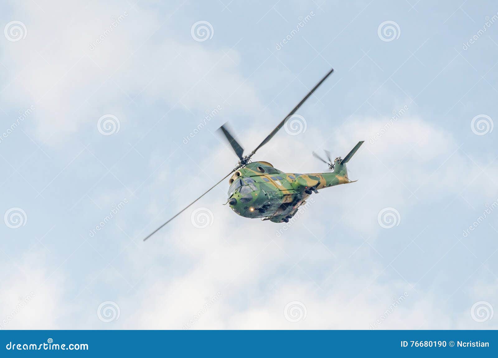 IAR Puma Elicopter Flying in the Sky, Stunt Aerobatic. Editorial Image ...