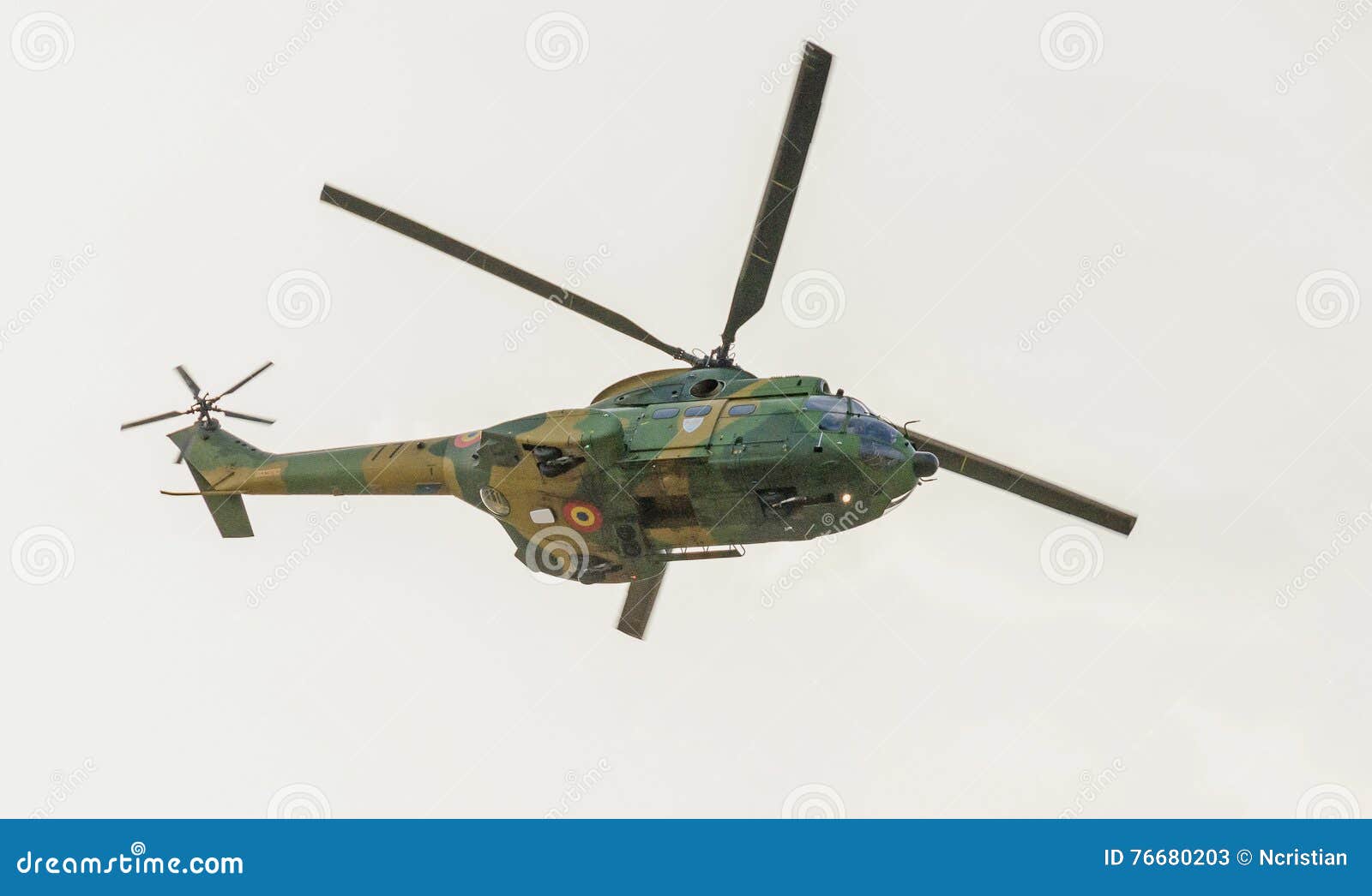 IAR Puma Elicopter Flying in the Sky, Stunt Aerobatic. Editorial Stock ...