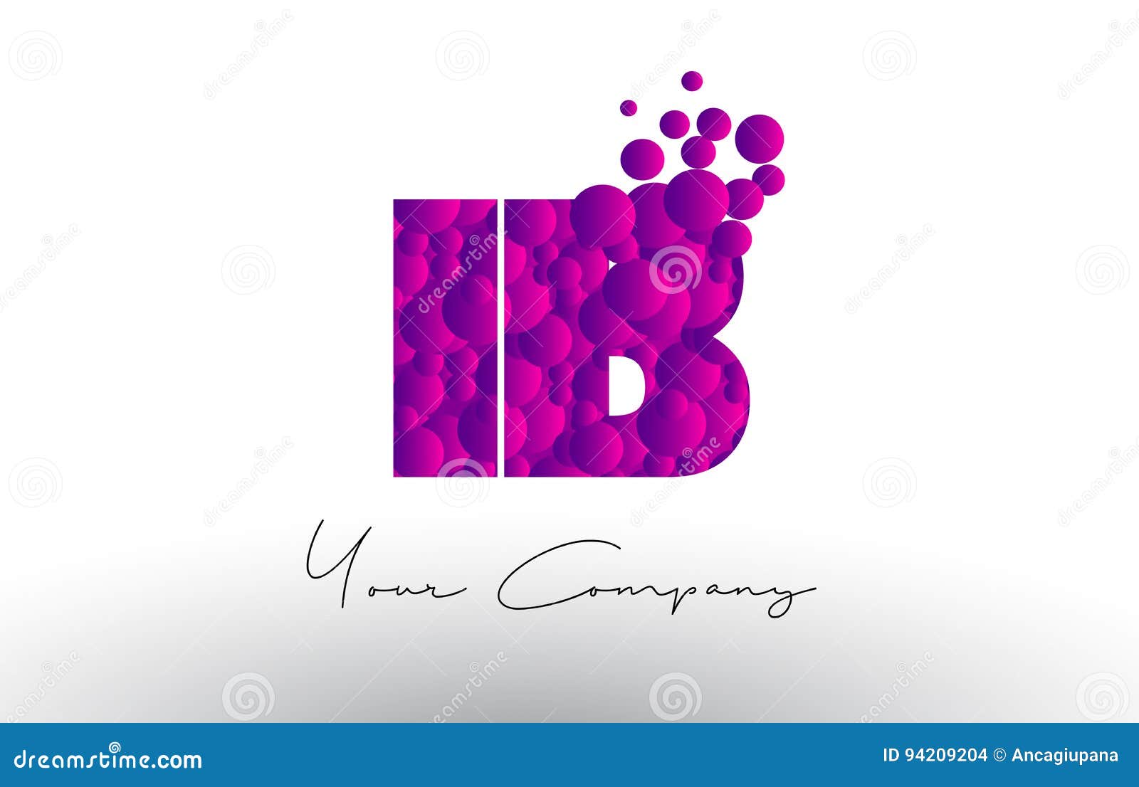 IB I B Dots Letter Logo with Purple Bubbles Texture. Stock Vector ...