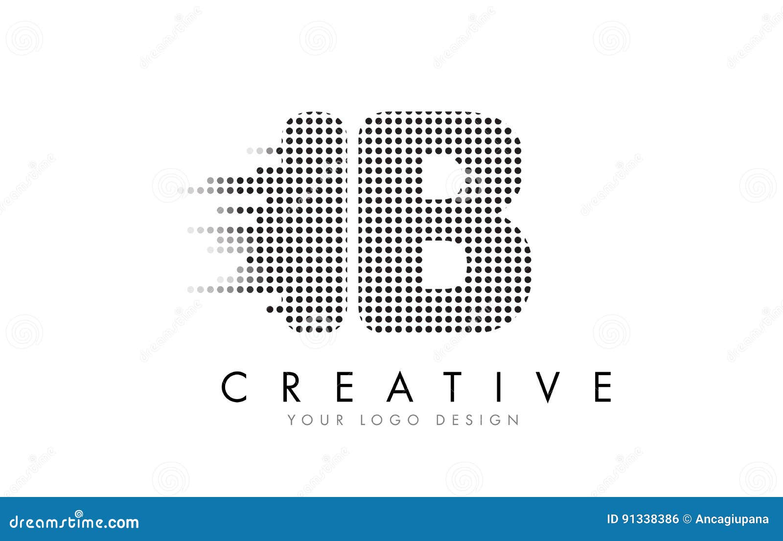 IB I B Letter Logo with Black Dots and Trails. Stock Vector ...