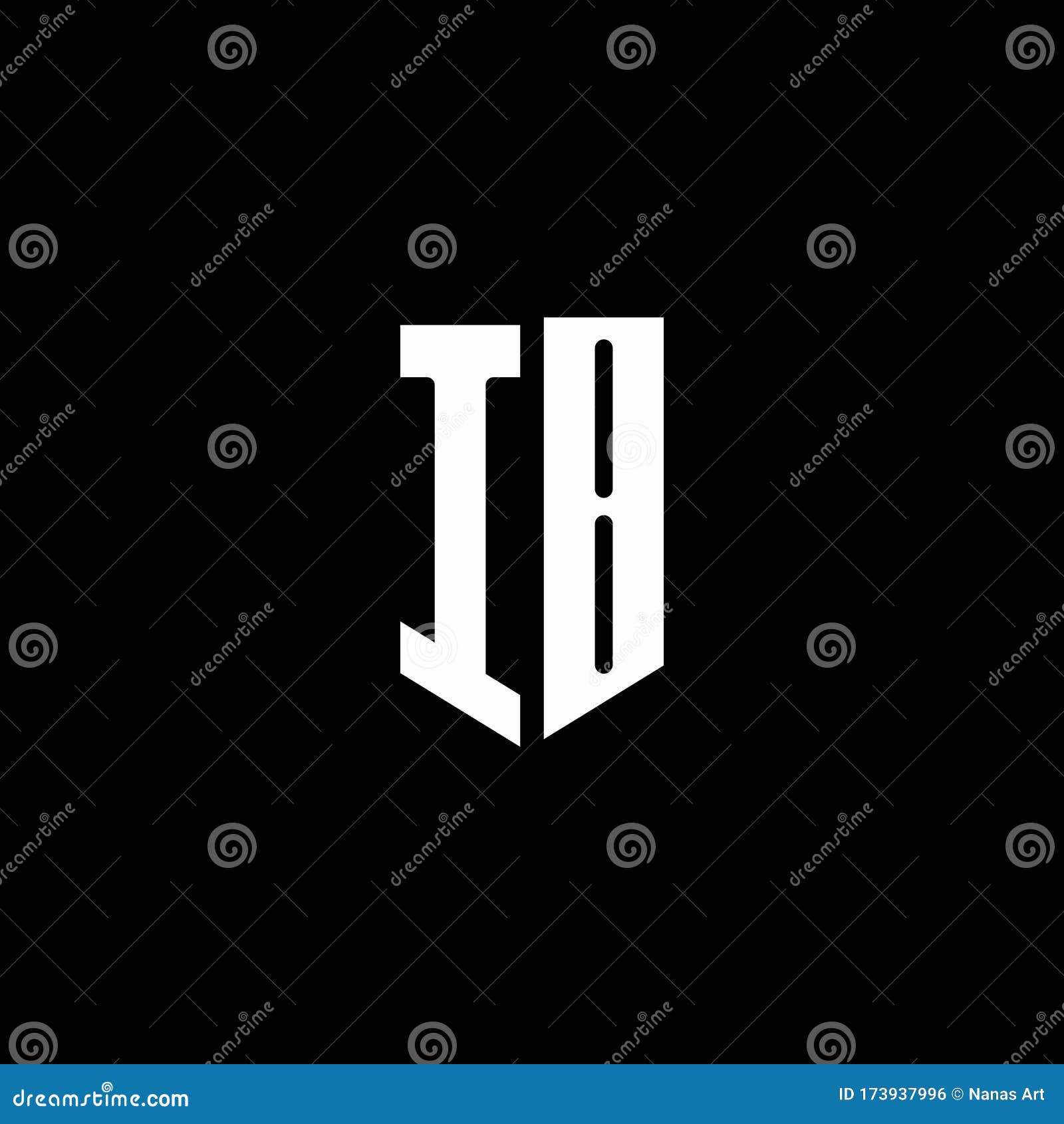 IB Logo Monogram with Emblem Style Isolated on Black Background Stock ...