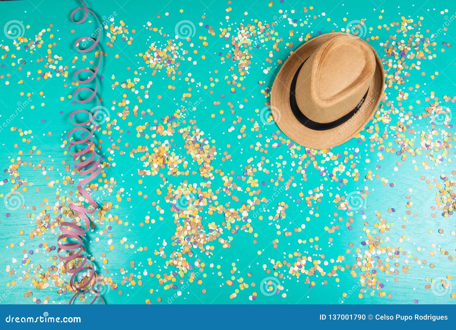 Background of Confetti with Elements Related To the Carnival and Summer ...