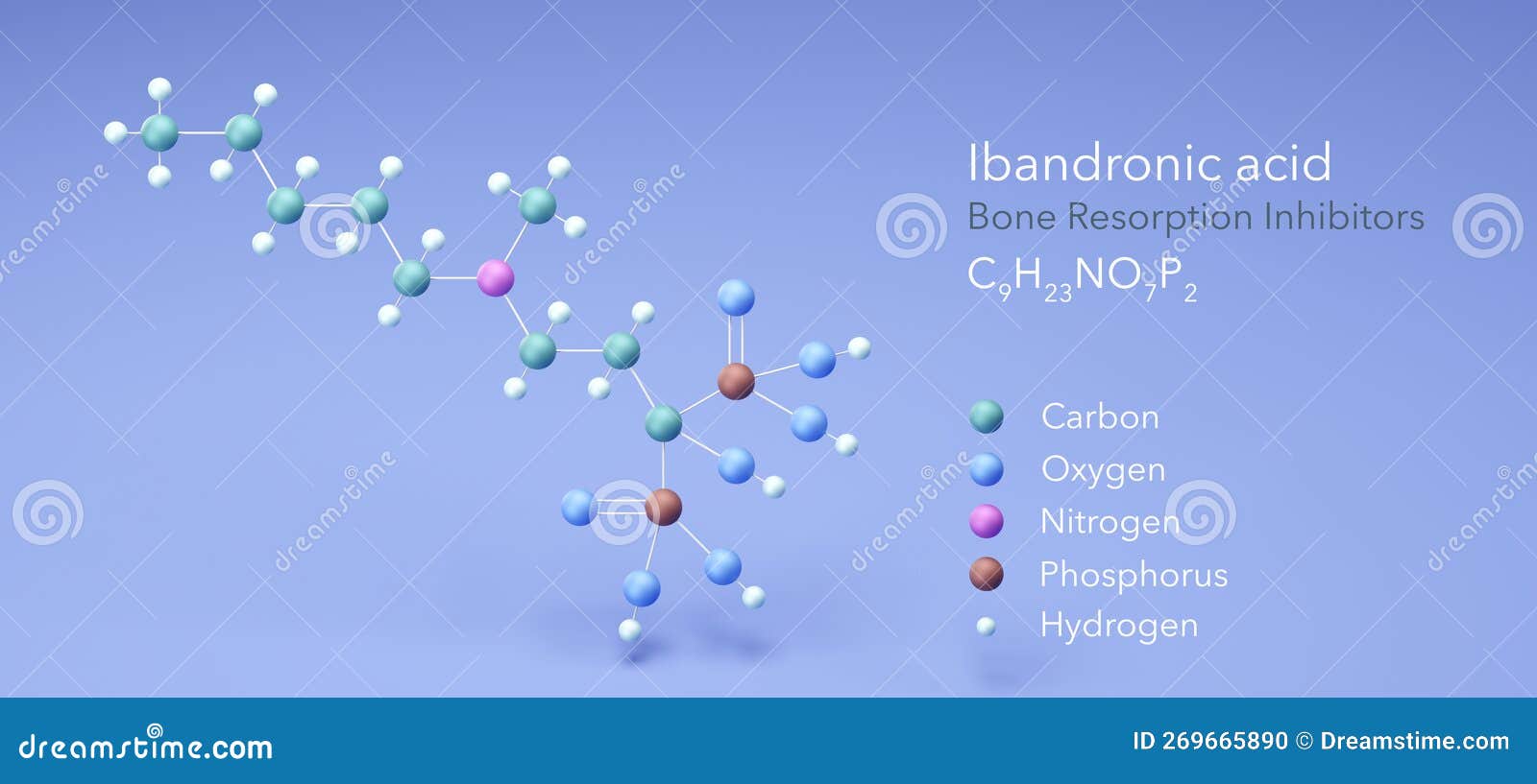 Ibandronic Acid Molecule, Molecular Structures, Boniva, 3d Model ...