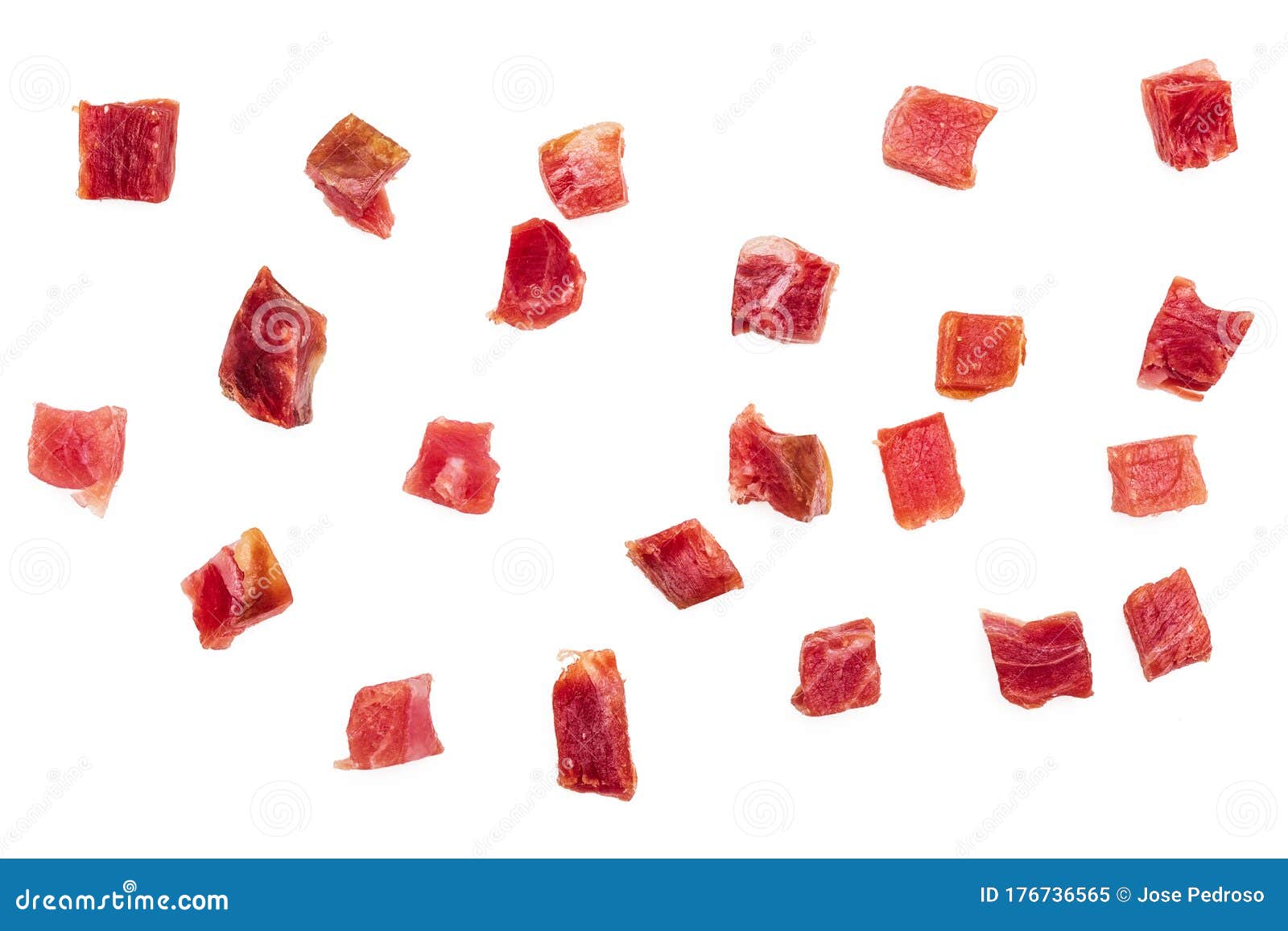 Diced Ham Isolated On White Background, Chopped Boiled Sausage Royalty ...
