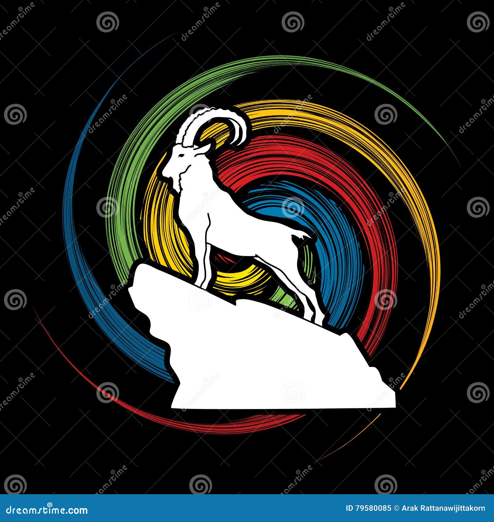 Ibex stock vector. Illustration of colors, hike, excursion - 79580085