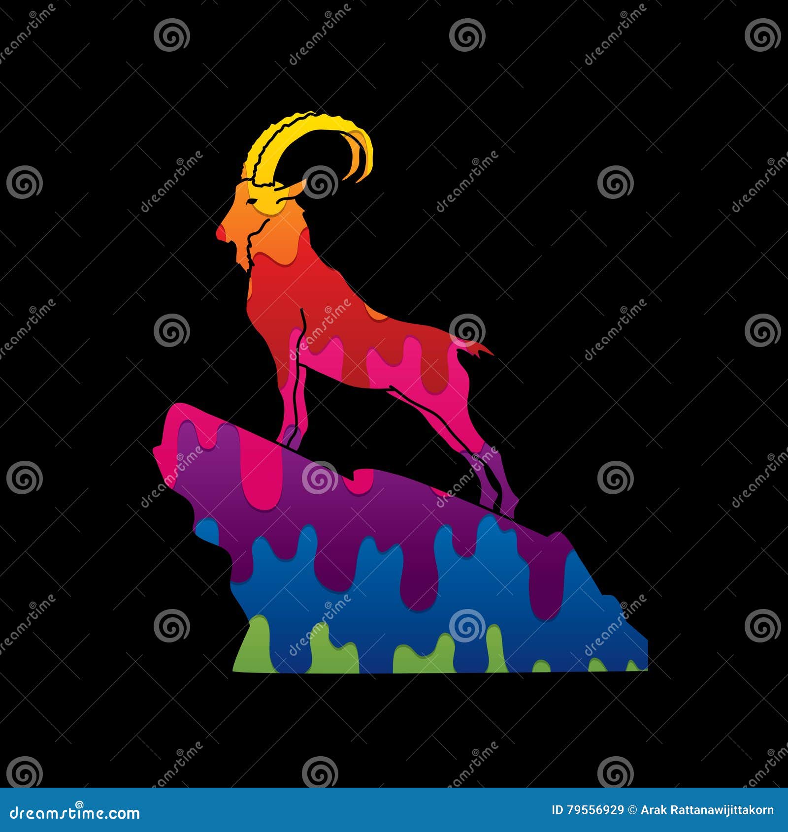 Ibex stock vector. Illustration of logo, nature, mountain - 79556929