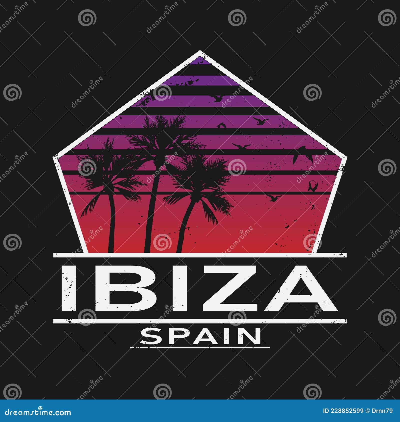 Ibiza Espana - Ibiza Spain Text, Beach Concept Vector Icon, Emblem ...